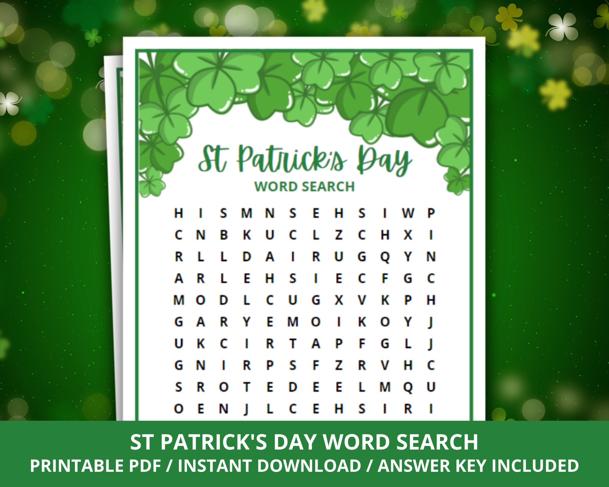 St Patrick's Day Word Search Game, St Patty's Day Party Game, St Patty ...