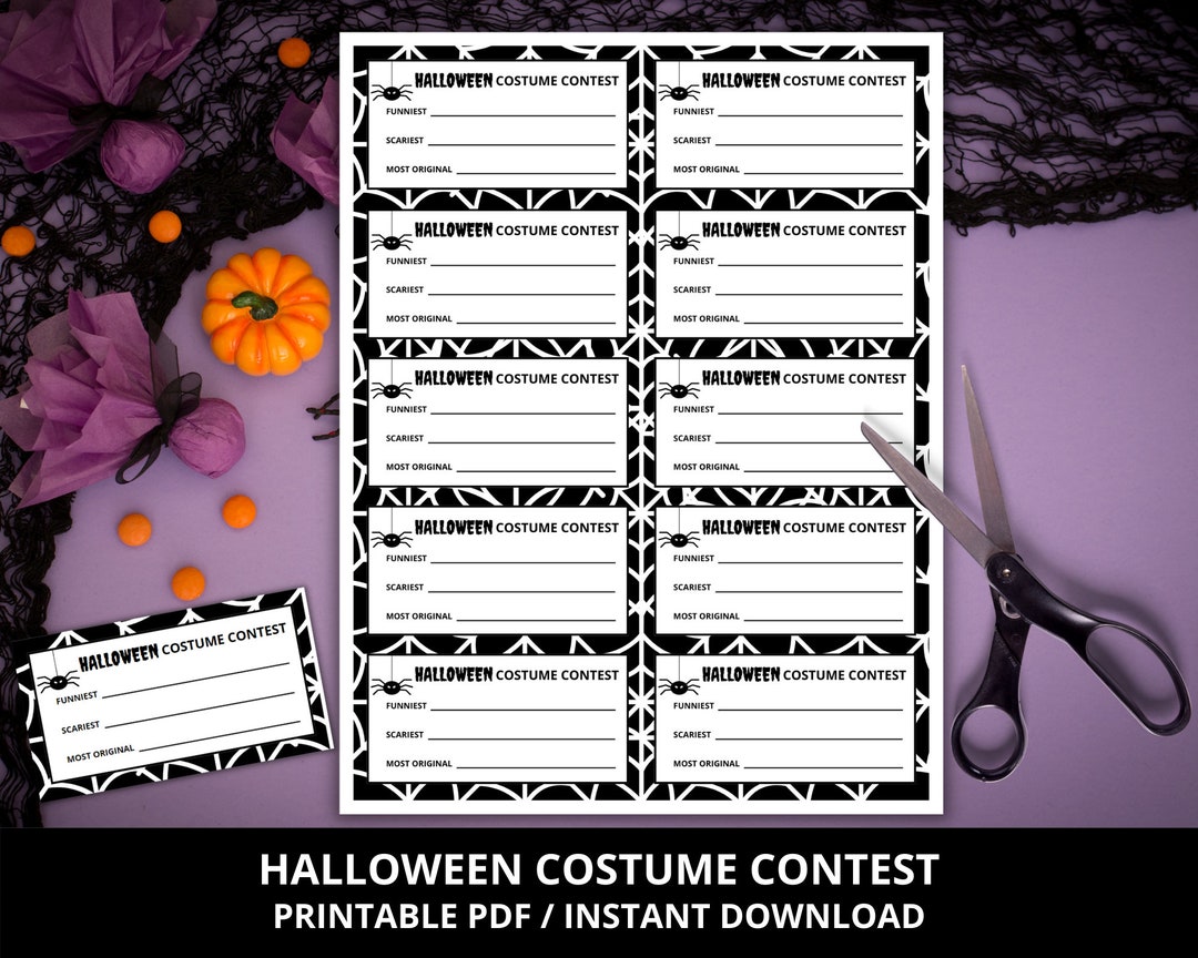 Costume Contest Voting Cards, Halloween Costume Contest Ballot, Costume ...