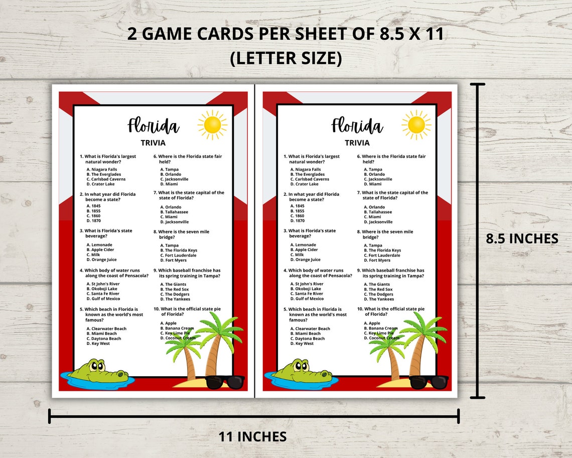 Florida Trivia, Florida State Trivia Game, Florida Trivia Game, State ...