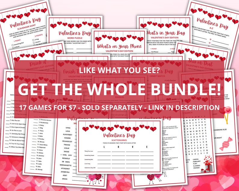 Valentine's Day Trivia Game, Printable Valentines Games, Valentine's ...