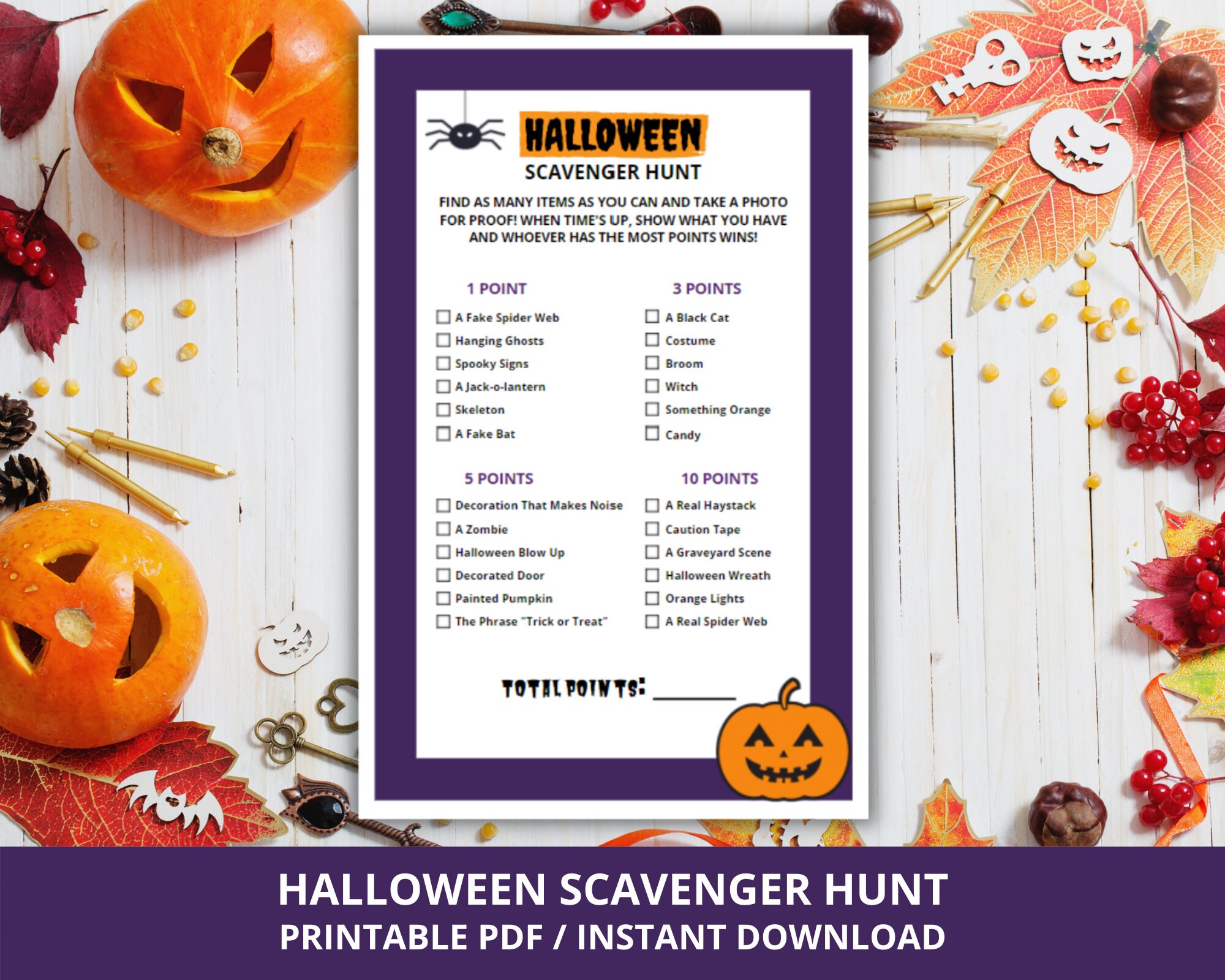Halloween Scavenger Hunt, Printable Halloween Kids Activity, Halloween ...