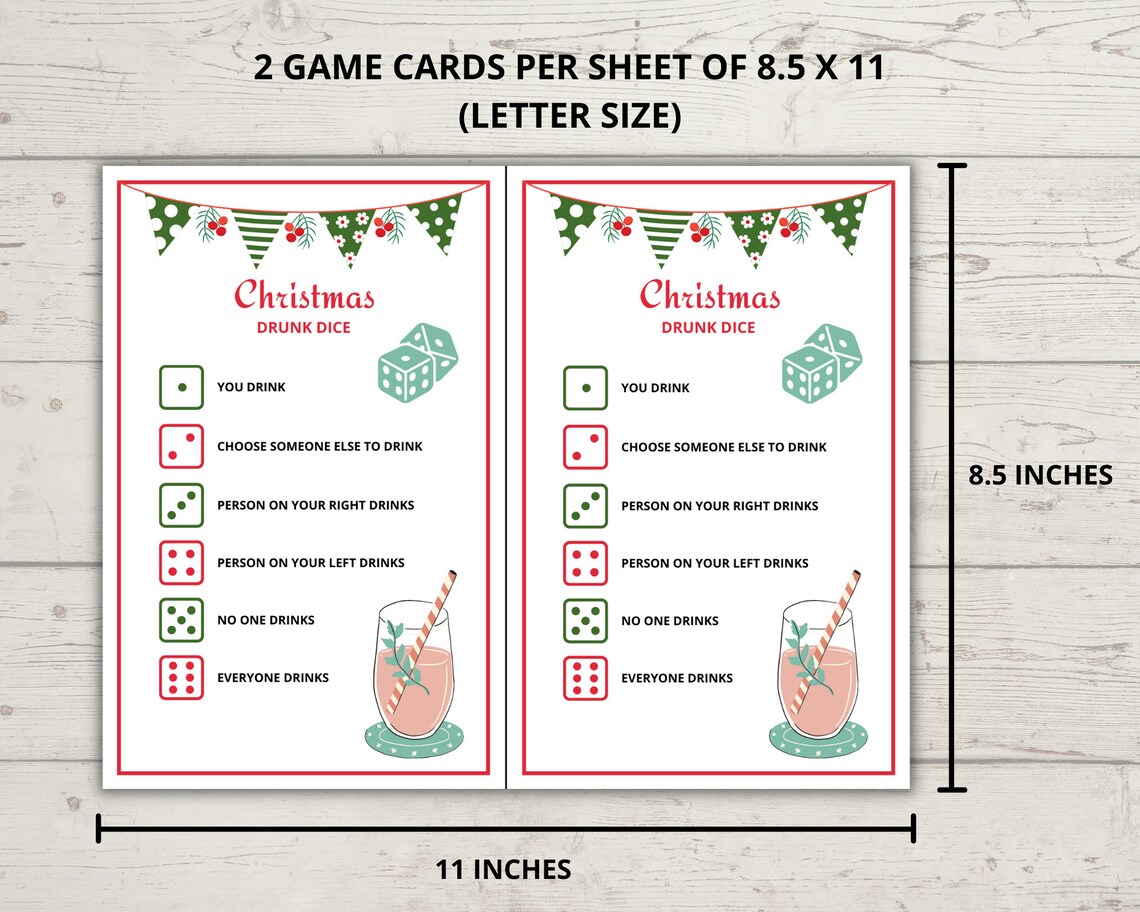 Christmas Drunk Dice Game, Christmas Drunk Dice Drinking Game ...