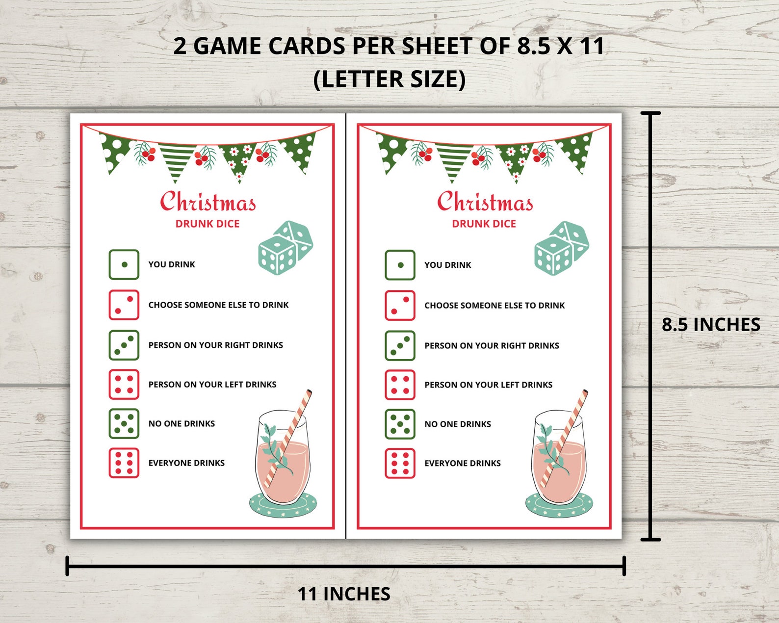 Christmas Drunk Dice Game, Christmas Drunk Dice Drinking Game ...