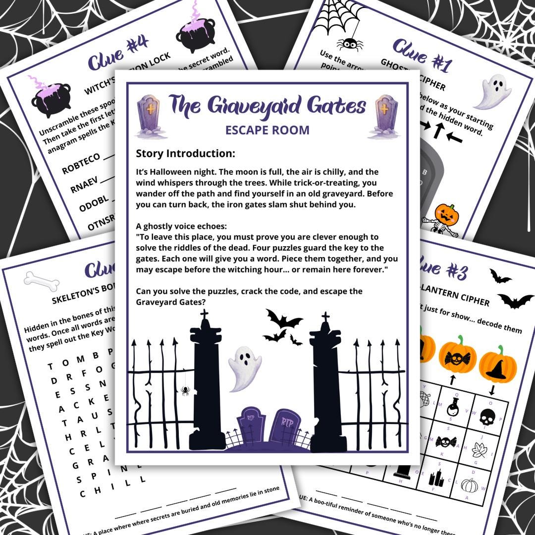 Halloween Escape Room Printable, Halloween Escape Room for Kids ...