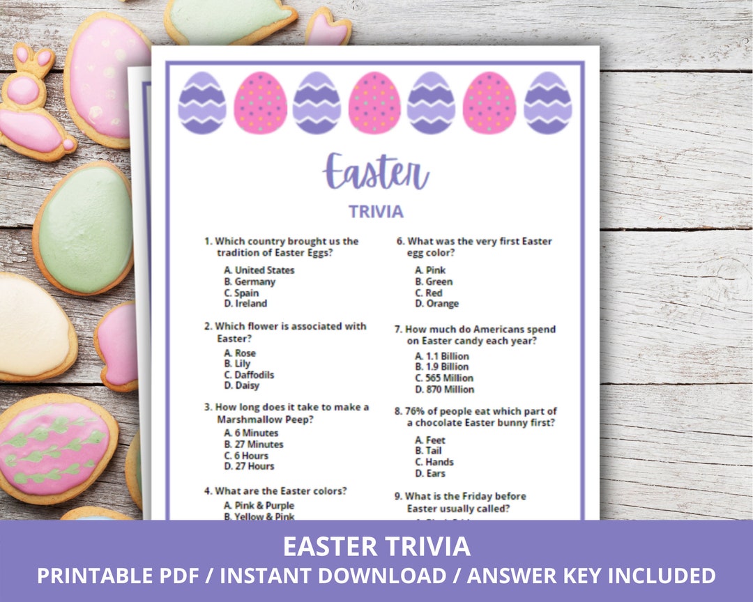Easter Trivia Game, Printable Easter Games, Easter Day Game, Printable ...