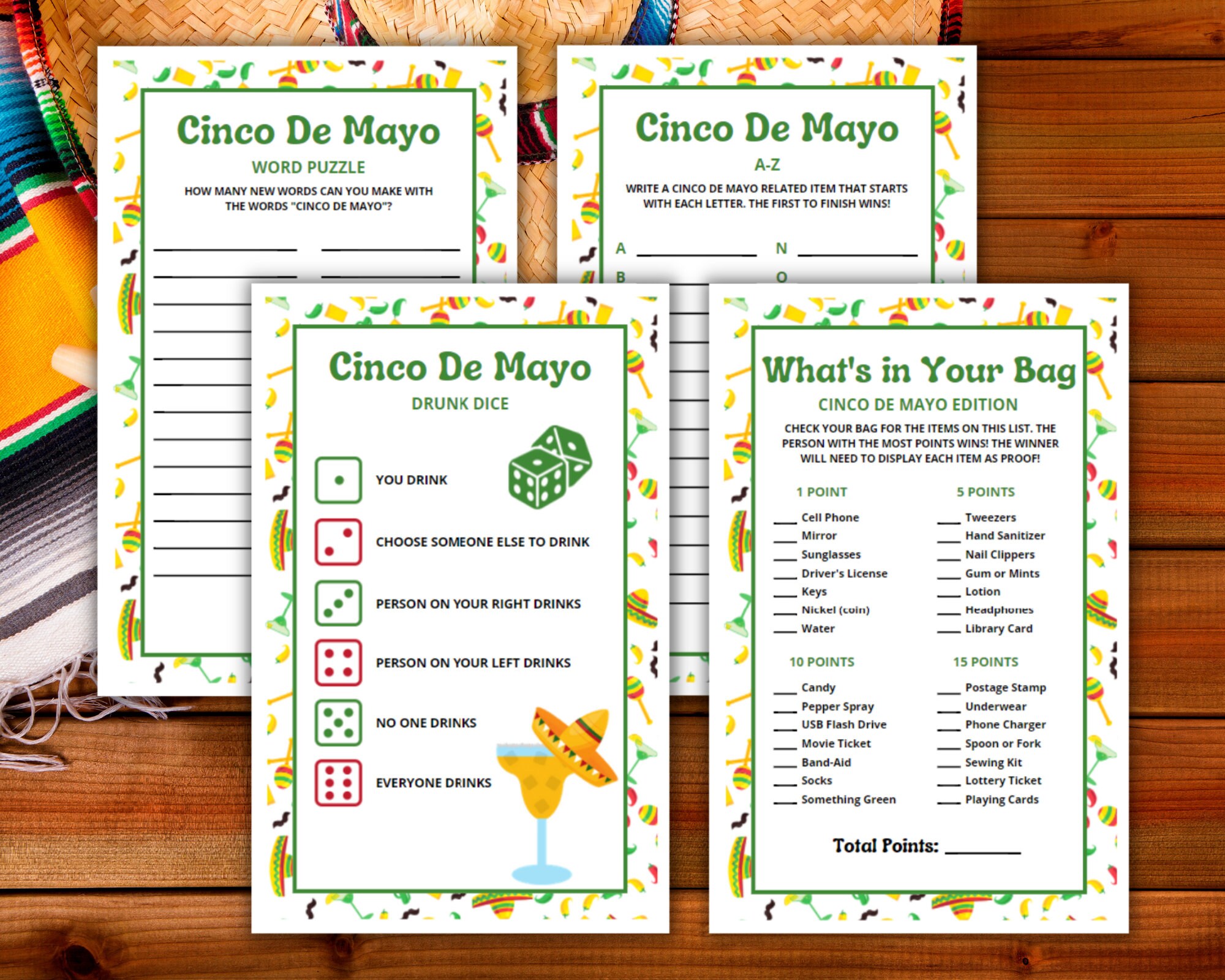 Cinco De Mayo Games, Printable Cinco De Mayo Games Bundle, Cinco De ...