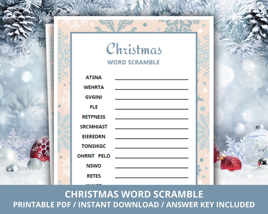 Christmas Word Scramble Game, Winter Word Scramble Game, Holiday Word ...