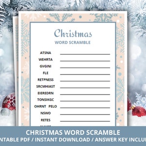 Christmas Word Scramble Game, Winter Word Scramble Game, Holiday Word ...