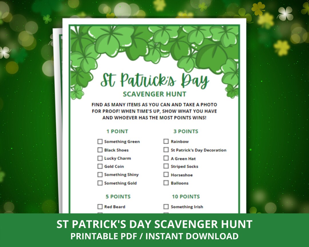 Búsqueda del tesoro del día de San Patricio, juego imprimible de San ...