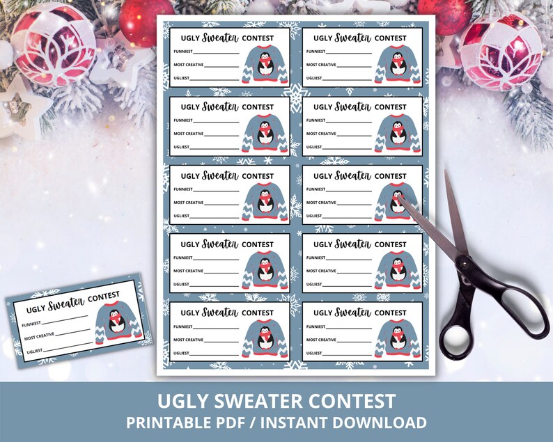 Christmas Ugly Sweater Contest, Ugly Sweater Contest Ballots, Christmas ...