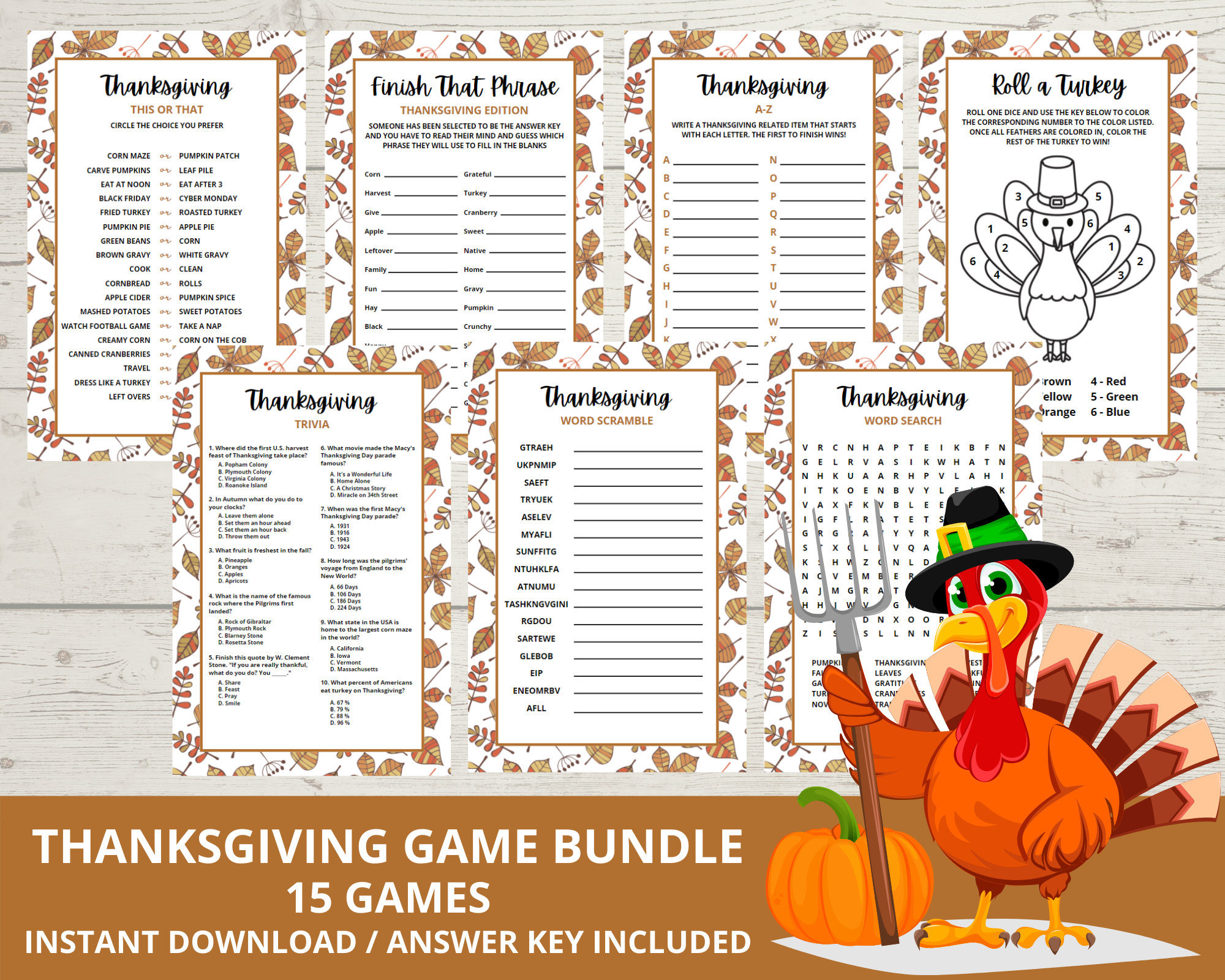 Printable Thanksgiving Games, Friendsgiving Games, Fall Games ...
