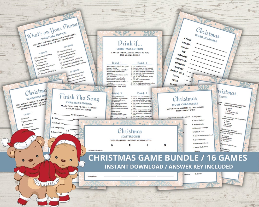 Christmas Game Bundle, Holiday Games, Christmas Games Printable, Kids ...