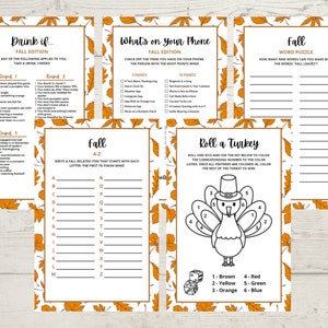 Printable Fall Games, Thanksgiving Games Printable, Fall Games Bundle ...