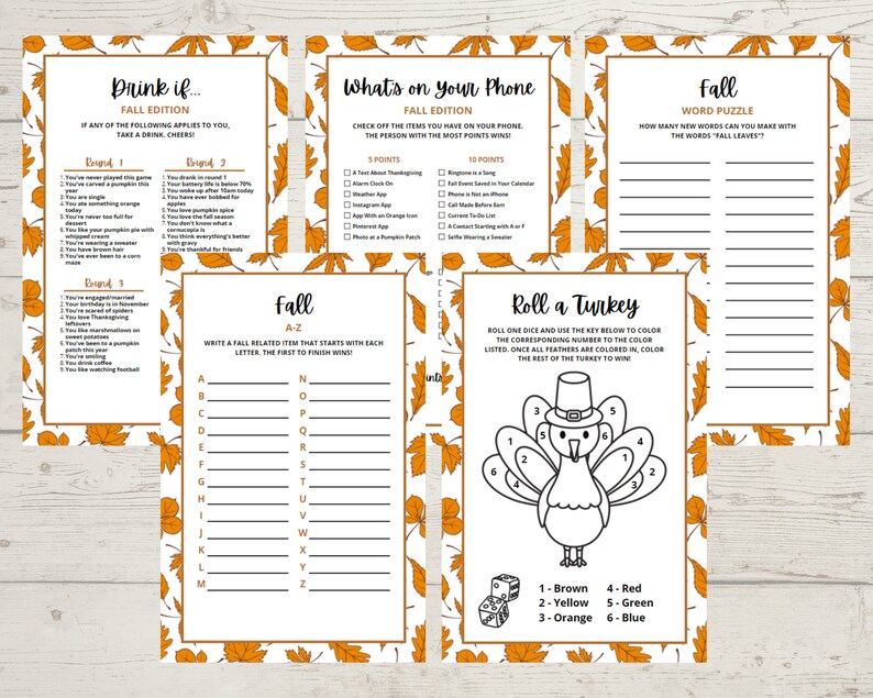 Printable Fall Games, Thanksgiving Games Printable, Fall Games Bundle ...