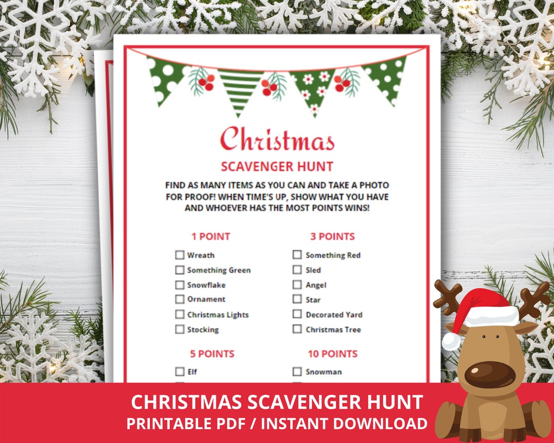 Christmas Scavenger Hunt Game, Winter Scavenger Hunt, Printable ...