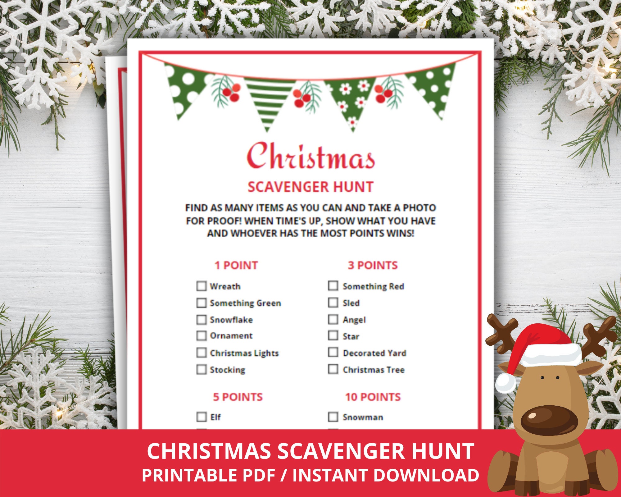 Christmas Scavenger Hunt Game, Winter Scavenger Hunt, Printable ...
