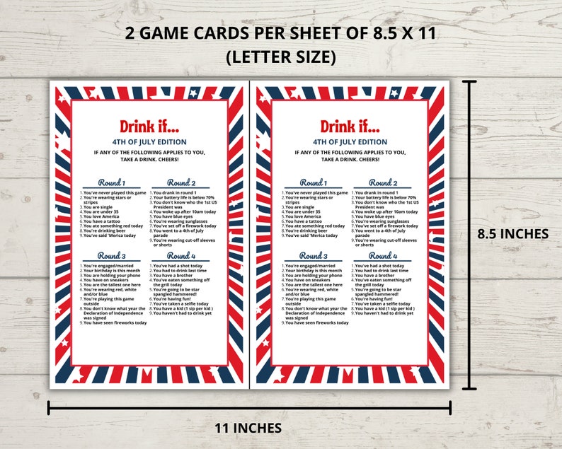 4th of July Drink If Game, 4th of July Drinking Games, Independence Day ...