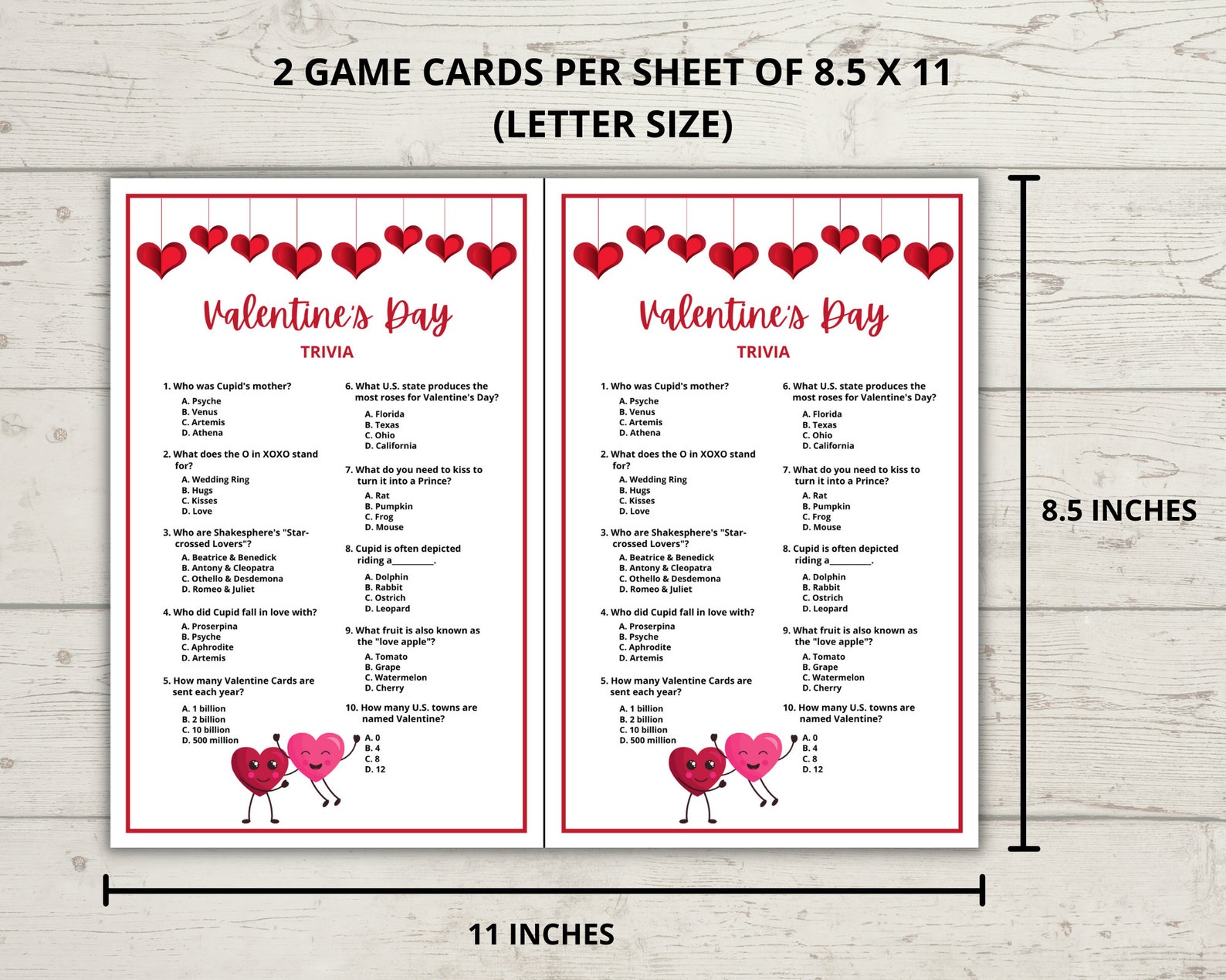 Valentine's Day Trivia Game, Printable Valentines Games, Valentine's ...