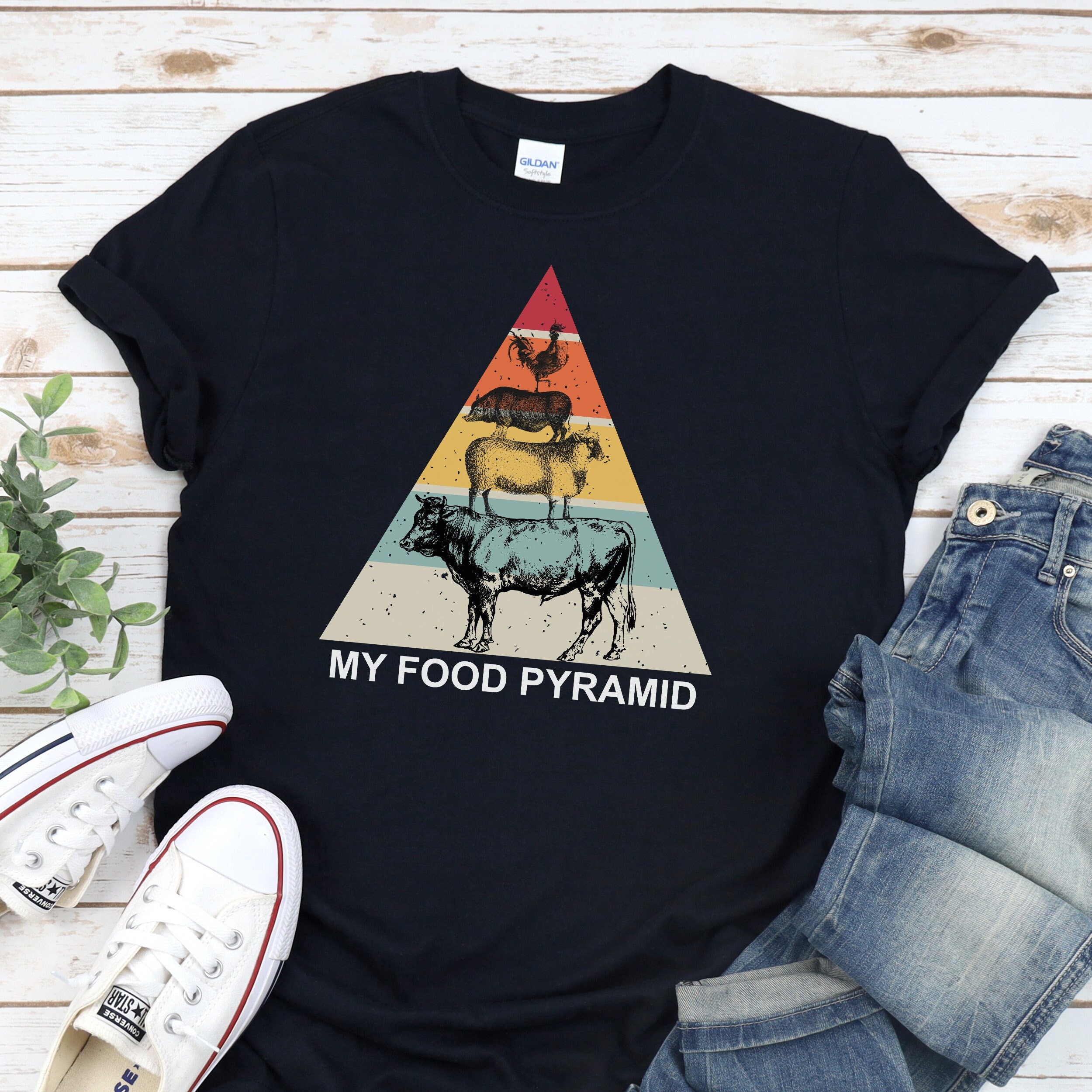 Funny Carnivore Food Pyramid T Shirt for Men and Women My Food Pyramid ...