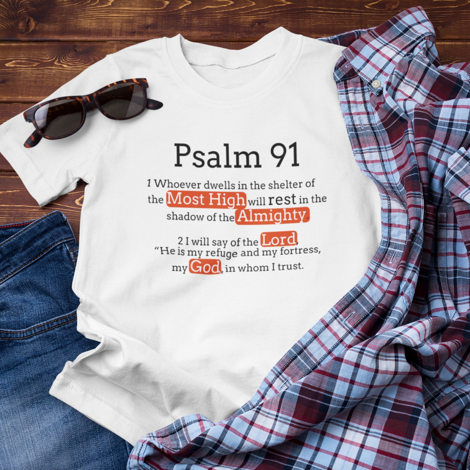 Psalm 91 Shirt, God Protection, Bible Verse Shirt, Jesus Faith T ...
