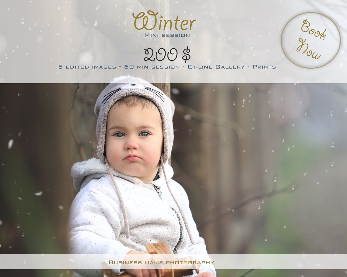 Winter Mini Session Template Snowflakes Winter photography - Etsy 日本