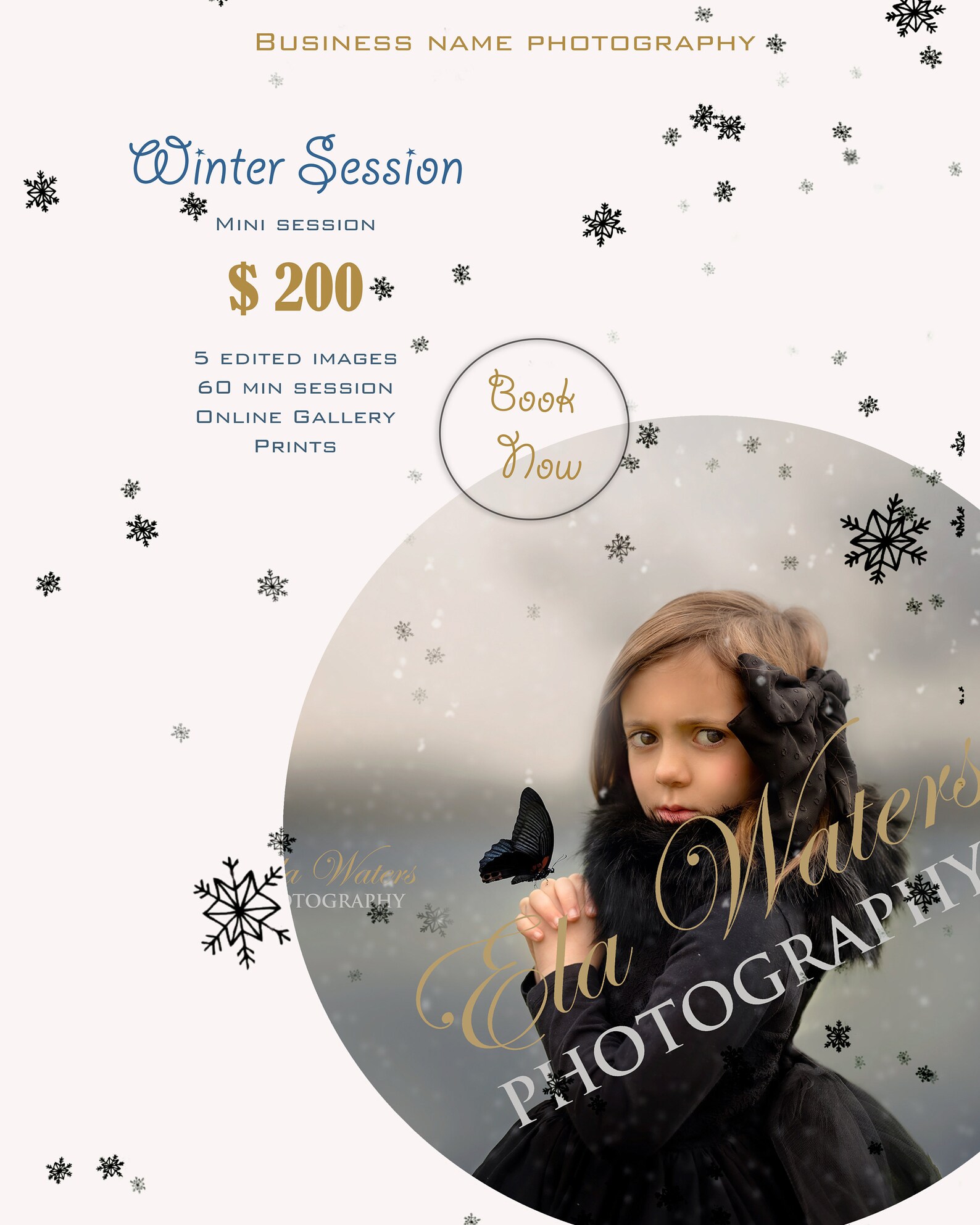 Winter Mini Session Template Snowflakes Winter photography - Etsy 日本