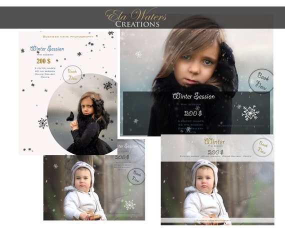 Winter Mini Session Template Snowflakes Winter Photography - Etsy
