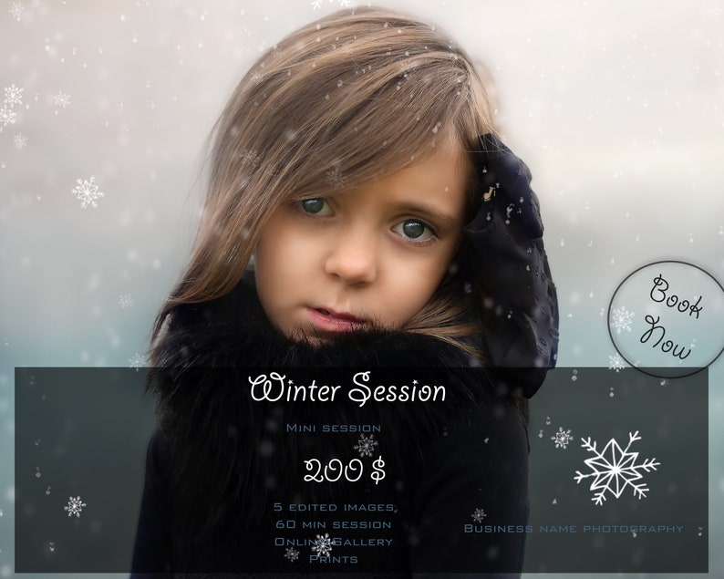 Winter Mini Session Template Snowflakes Winter photography - Etsy 日本