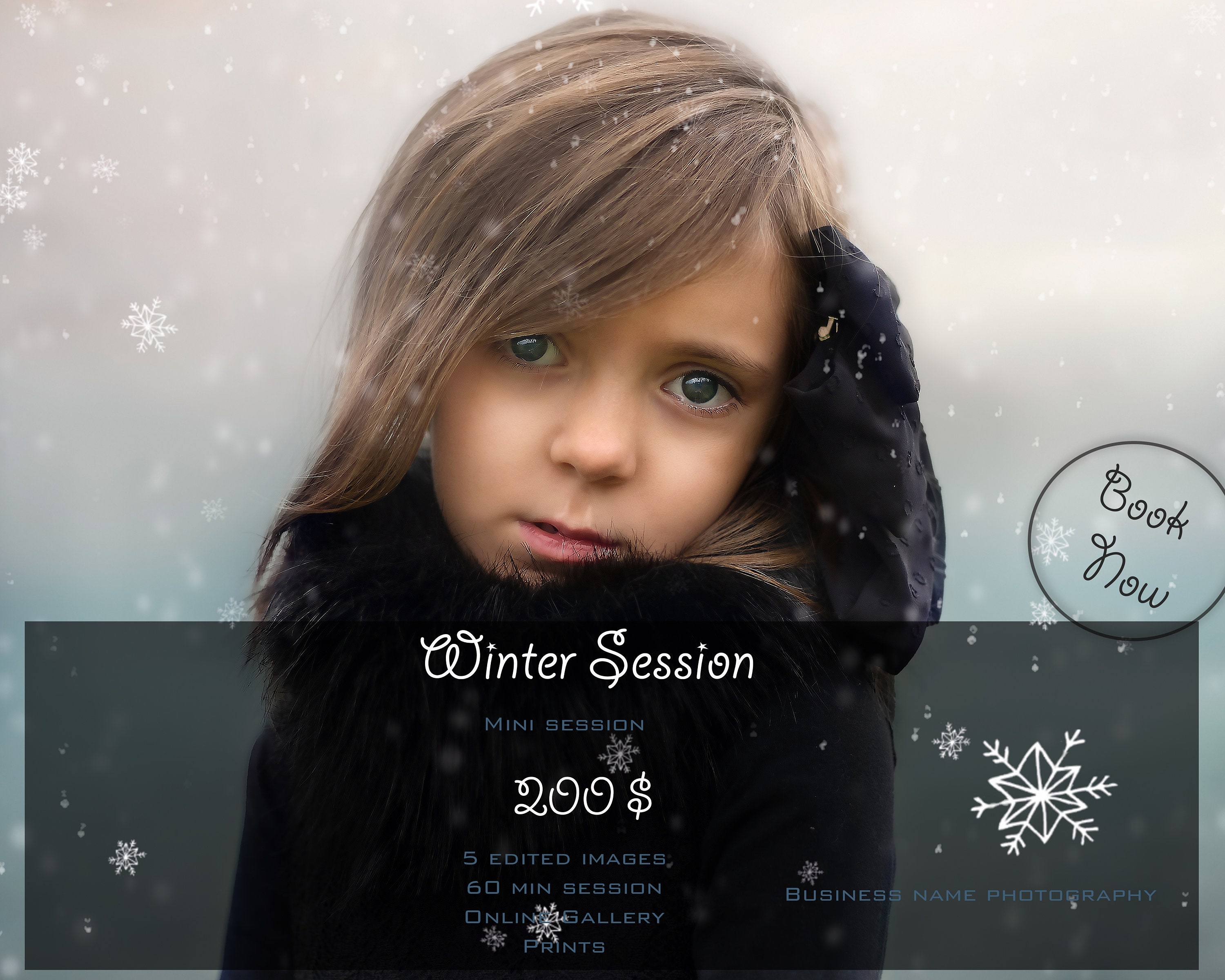 Winter Mini Session Template Snowflakes Winter photography - Etsy 日本