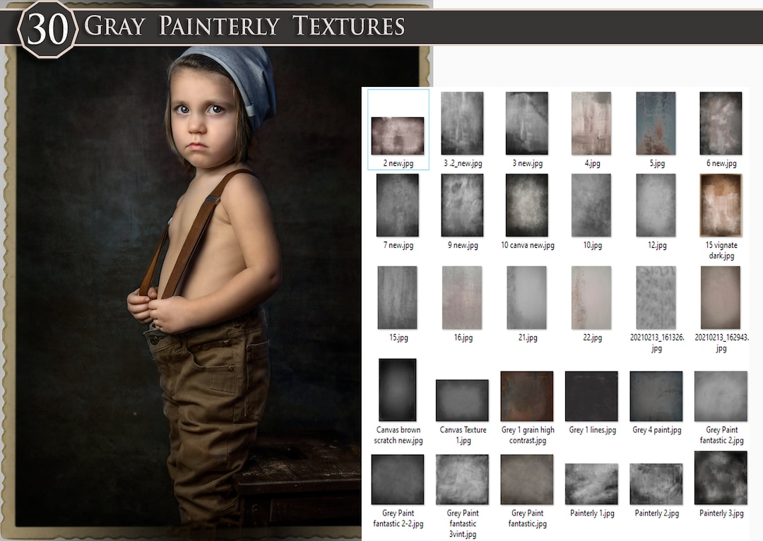 30 Fine Art Portrait Texture Photoshop Overlays, Painterly, Textures ...