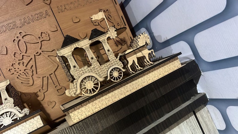 DG-08 Laser Cut Shri Krishna Arjun Rath With Four Horses 11x6inch glue ...