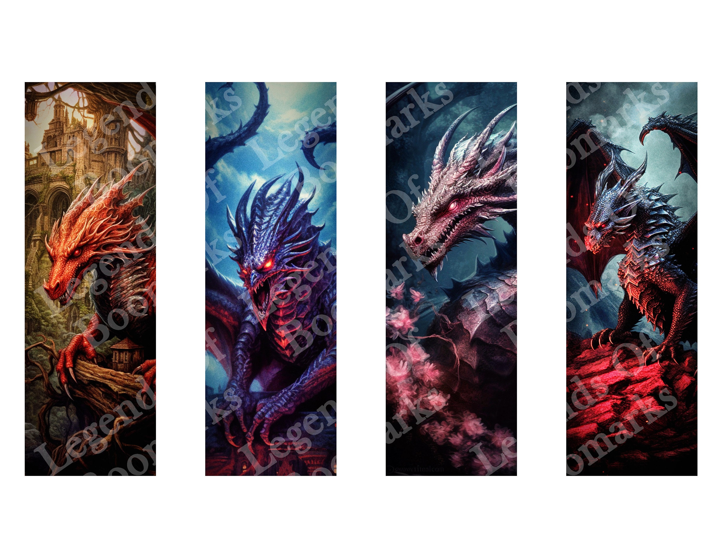 16 Printable Dragon Bookmarks Set of 16 Bundle Fantasy - Etsy