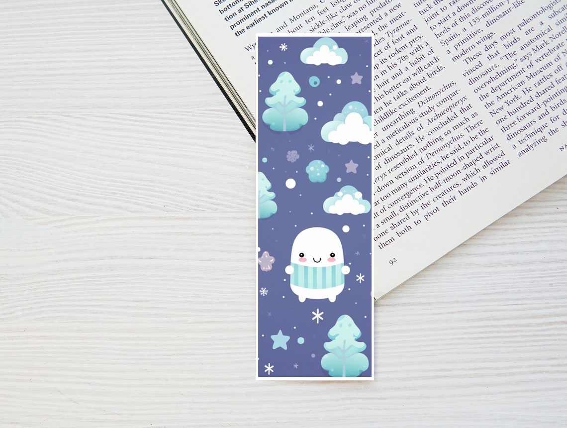 Printable Kawaii Winter Bookmarks 4 Bookmark Set Cute Kawaii Bookmarks ...