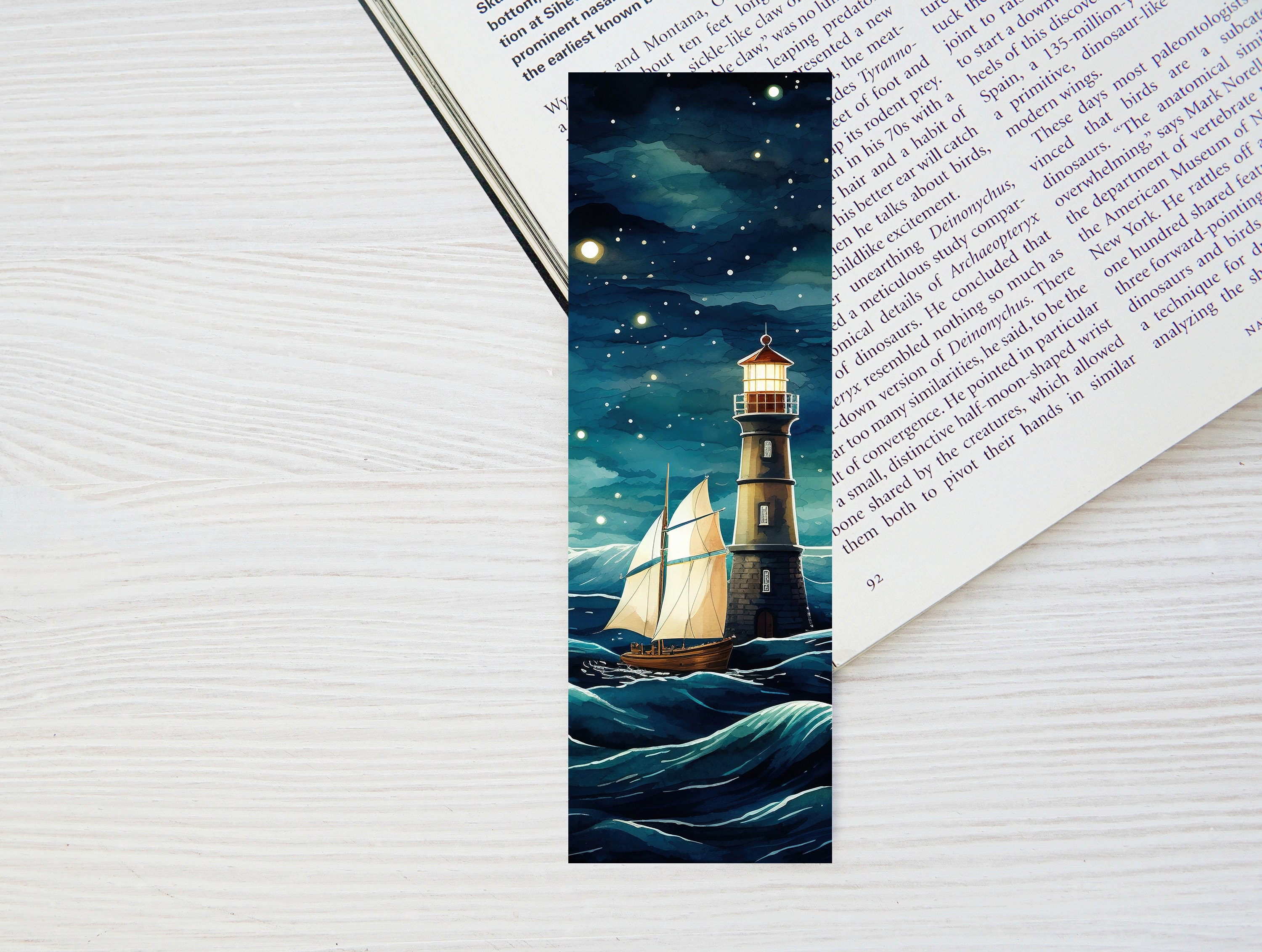 Printable Lighthouse Starry Night Bookmarks Set of 4 Bookmark Sail ...