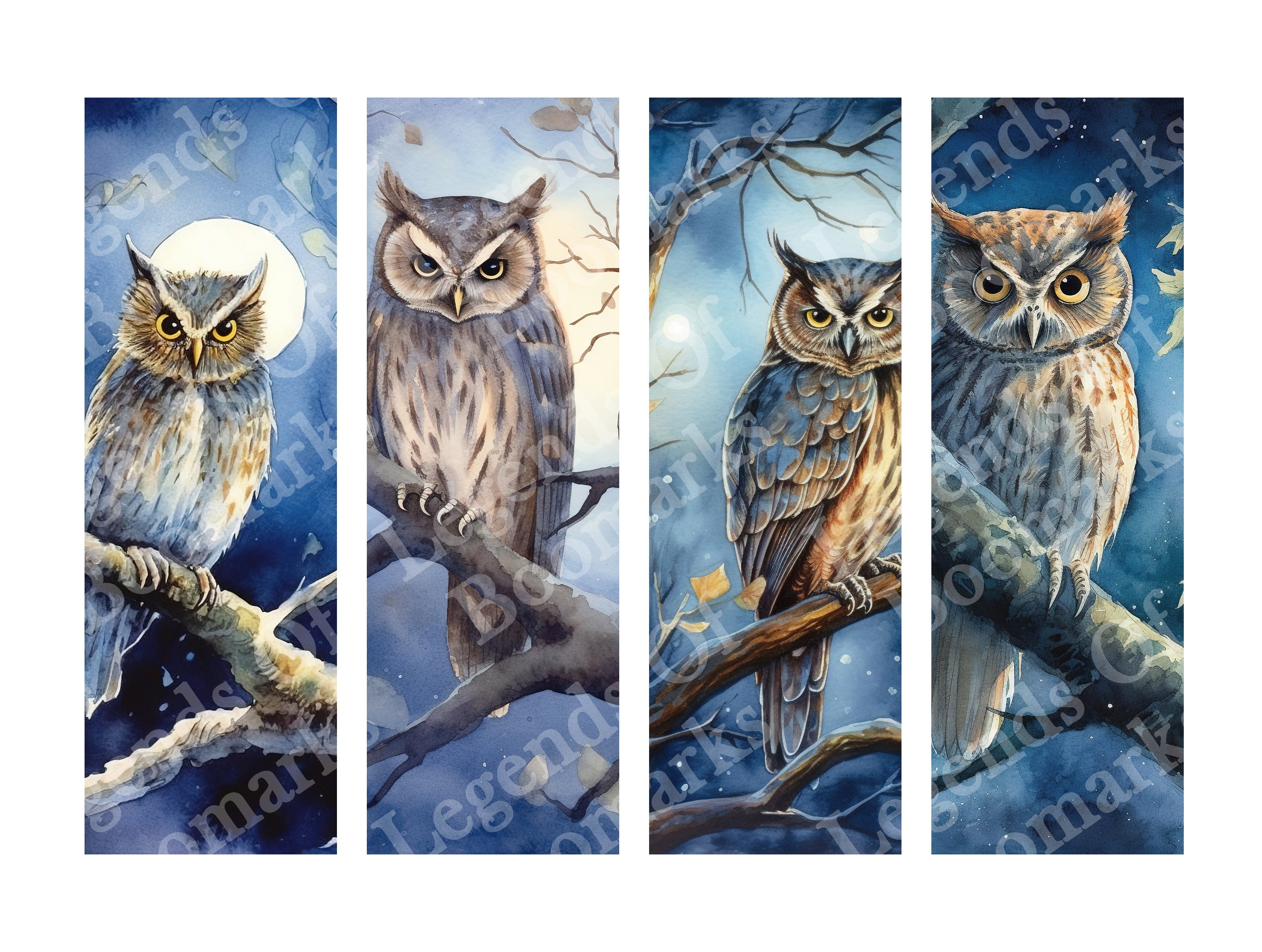 Printable Owl Bookmarks Set of 4 Wizard Bookmarks Magic Bookish Gift ...