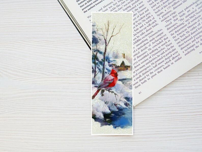 Printable Watercolor Cardinal Bookmarks Set of 4 Bundle Winter Red Bird ...
