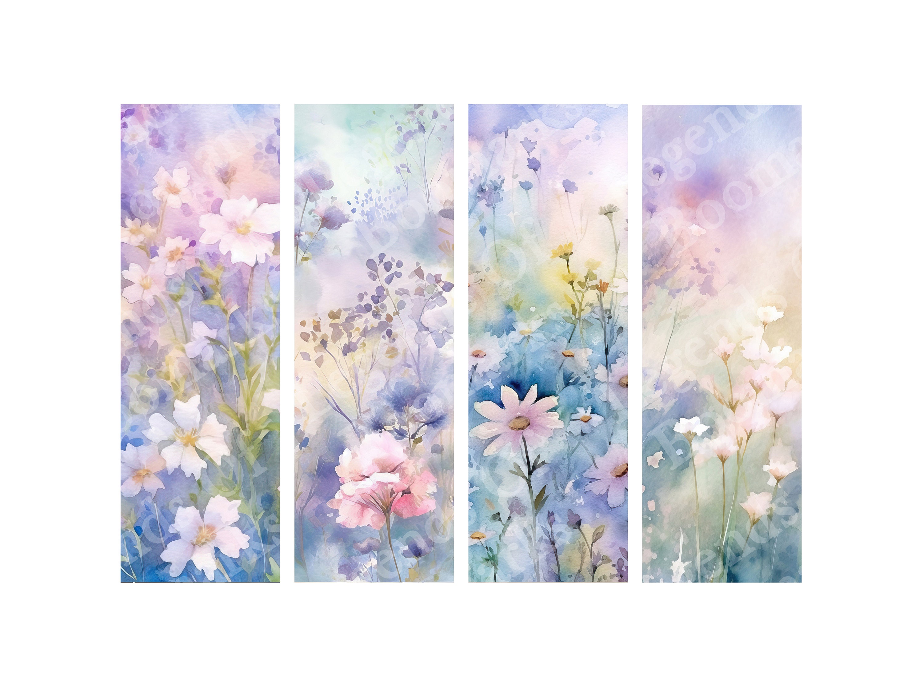 Printable Spring Flowers Bookmarks 4 Bookmark Set Floral Bookmark ...