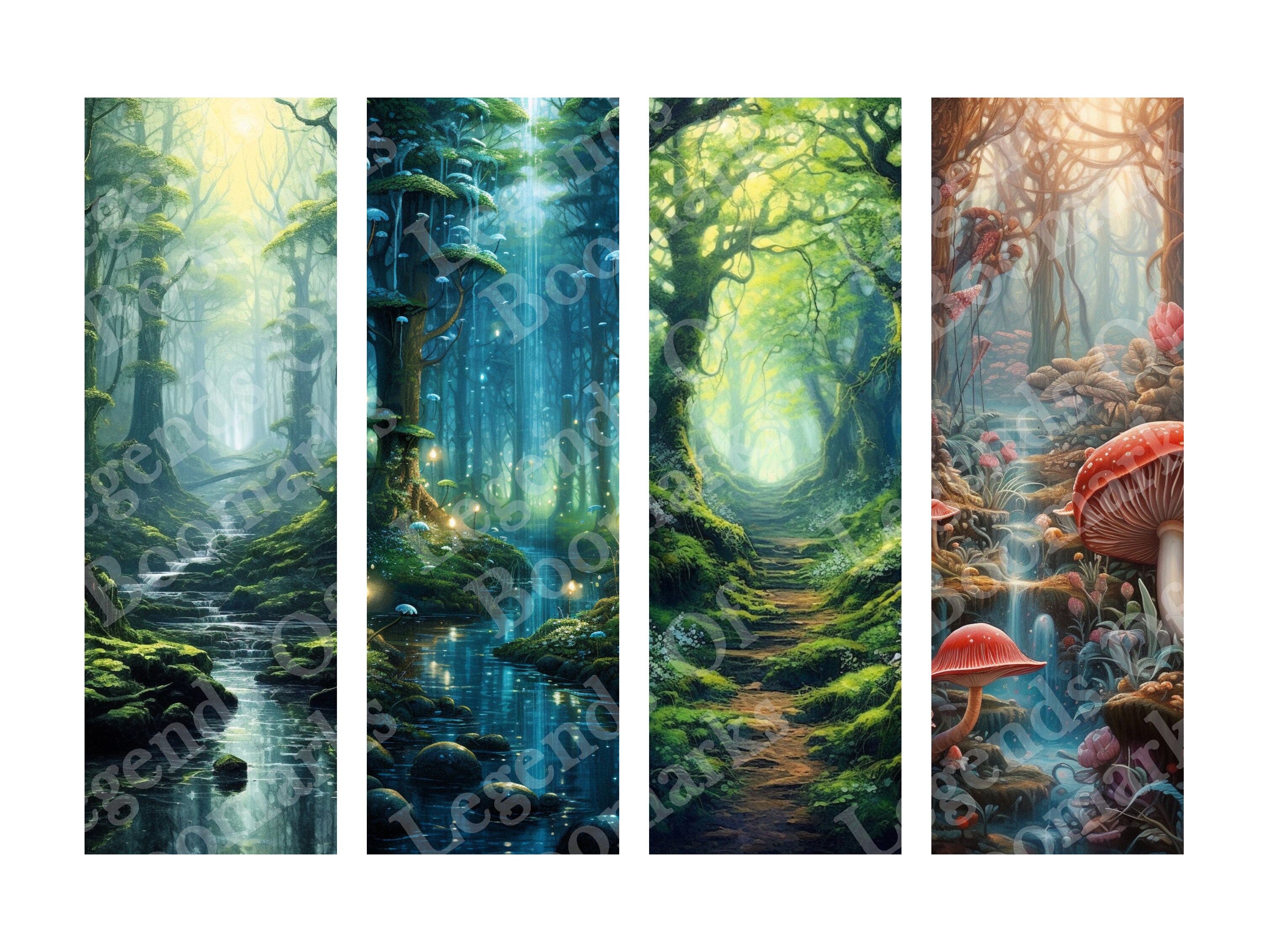Printable Enchanted Forest Bookmark 4 Bookmark Set Fantasy Forest ...