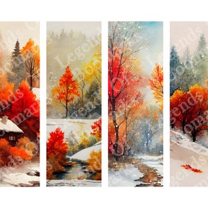 Printable Fall Autumn Bookmarks | Set of 4 | Fall Autumn Watercolor ...