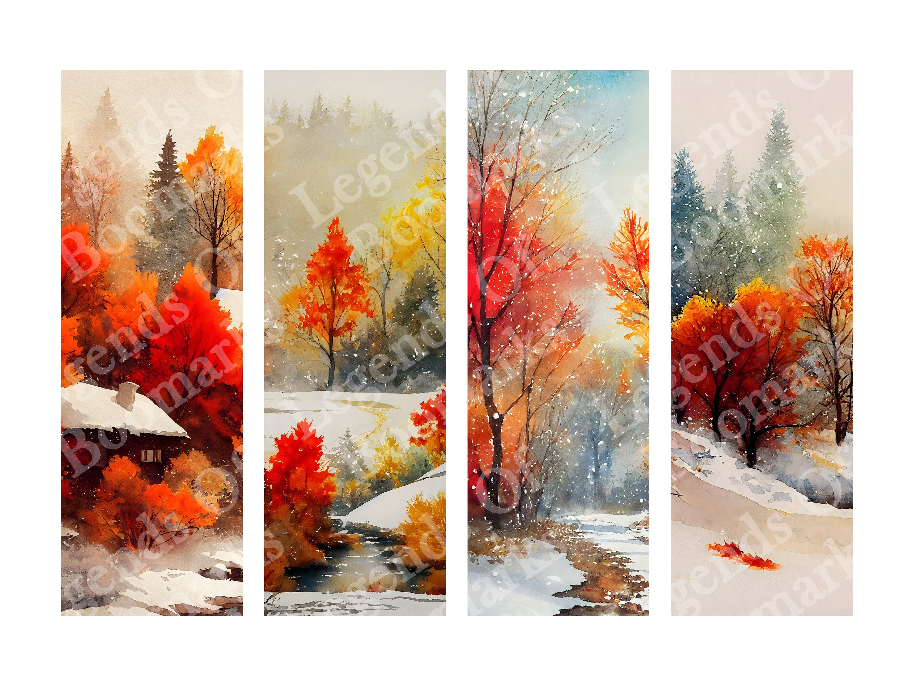 Printable Fall Autumn Bookmarks | Set of 4 | Fall Autumn Watercolor ...