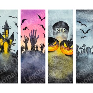 Printable Spooky Halloween Bookmark | 4 Bookmark Set | Unique Bookmark ...