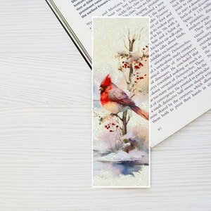 Printable Watercolor Cardinal Bookmarks | Set of 4 Bundle | Winter Red Bird Bookmark | Christmas ...