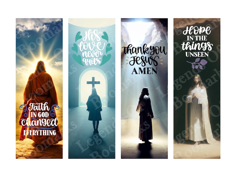 Printable Religious Jesus Bookmarks Set of 4 Scripture Bookmarks Bible ...