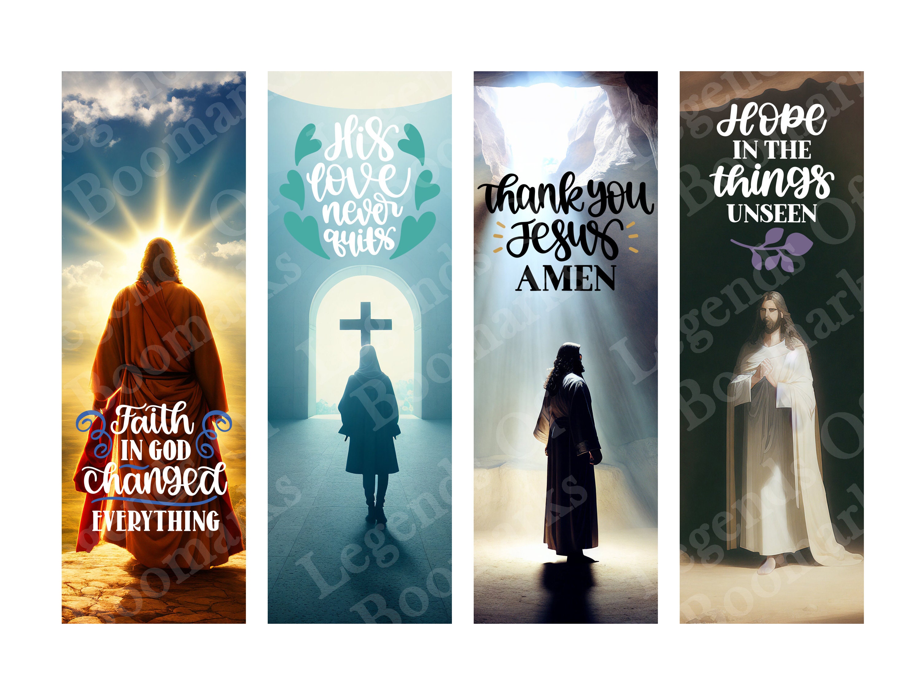 Printable Religious Jesus Bookmarks Set of 4 Scripture Bookmarks Bible ...