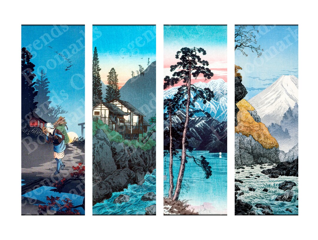 Printable Vintage Japanese Art Bookmark | 4 Bookmark Set | Japan ...