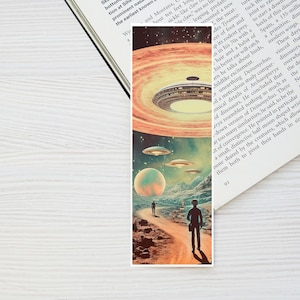 Printable Retro Sci-fi Bookmarks | Set of 4 | Vintage Retro Space | UFO ...