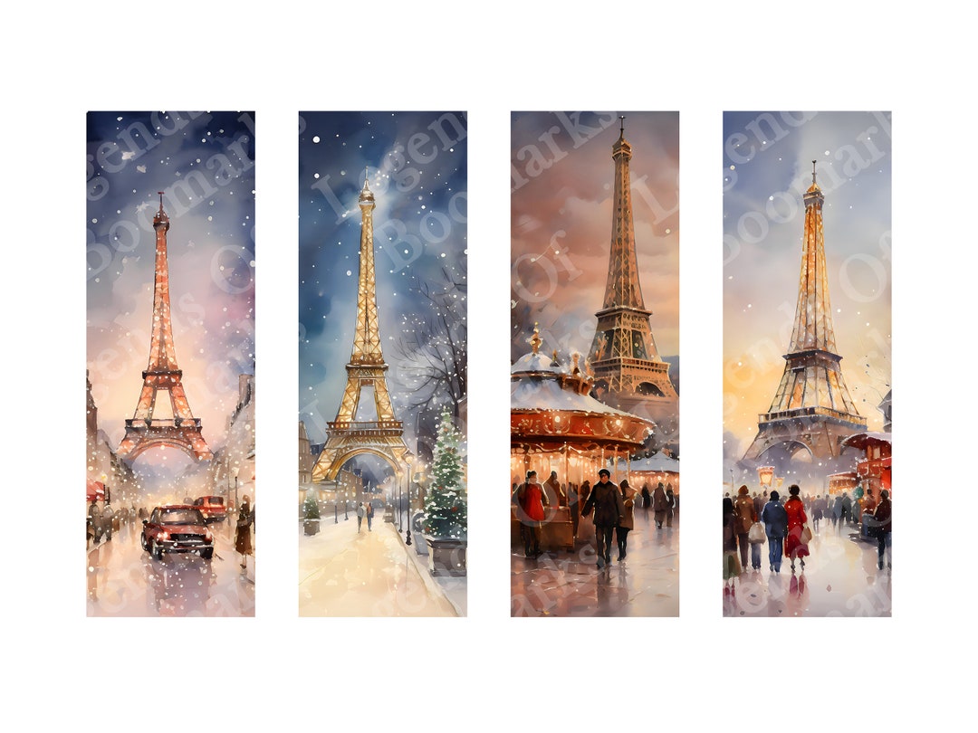 Printable Paris Eiffel Tower Bookmarks | Set of 4 | Digital Bookmark ...