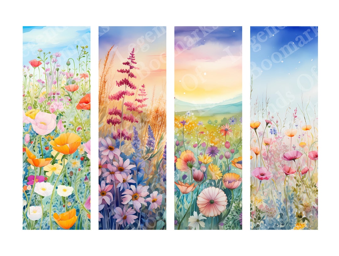Printable Wildflower Bookmarks | 4 Bookmark Set | Floral Bookmark ...