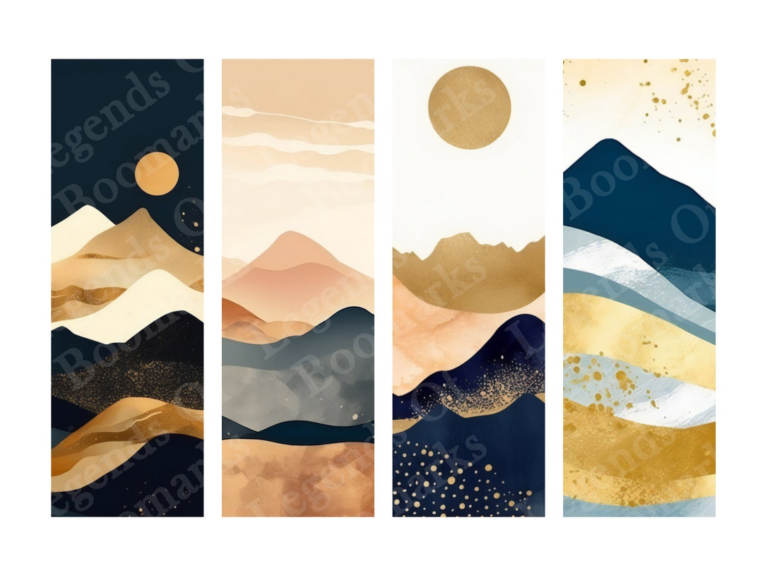 Printable Landscape Bookmarks | Set of 4 Bookmark | Mountain Bookmark ...