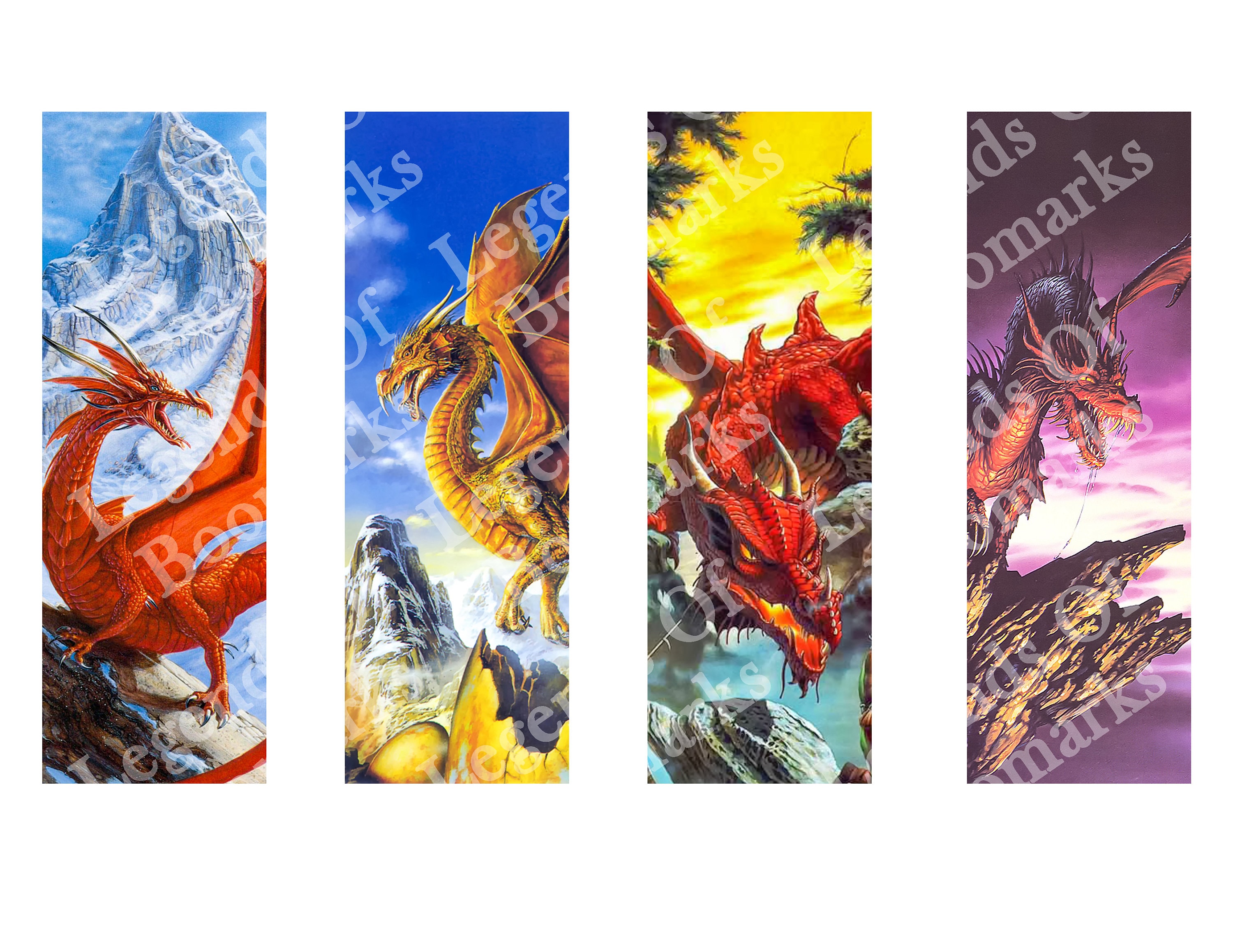 16 Printable Dragon Bookmarks Set of 16 Bundle Fantasy - Etsy
